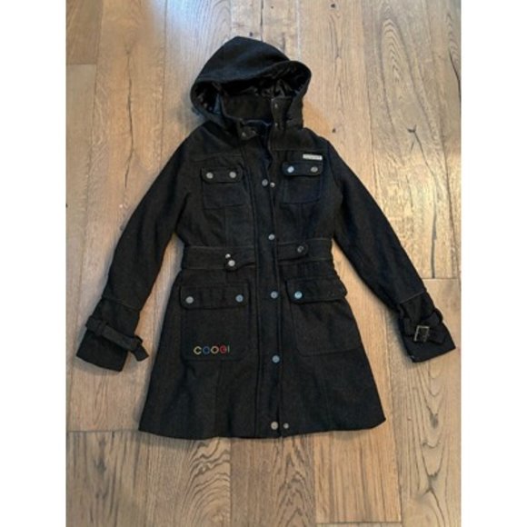 COOGI | Jackets & Coats | Coogi Black Trench Coat Removable Hood Fills ...